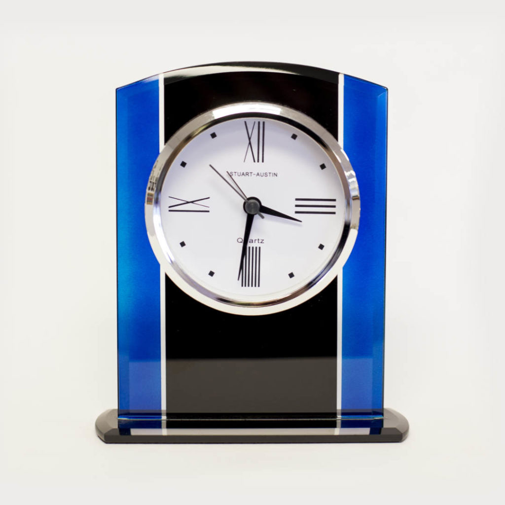 Black and Blue Glass Clock - Trophy Shop INC