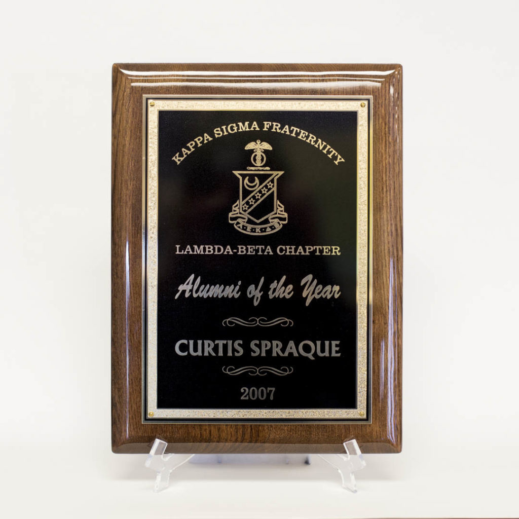 Laser Engraved Piano Finished Walnut Plaque - Trophy Shop INC